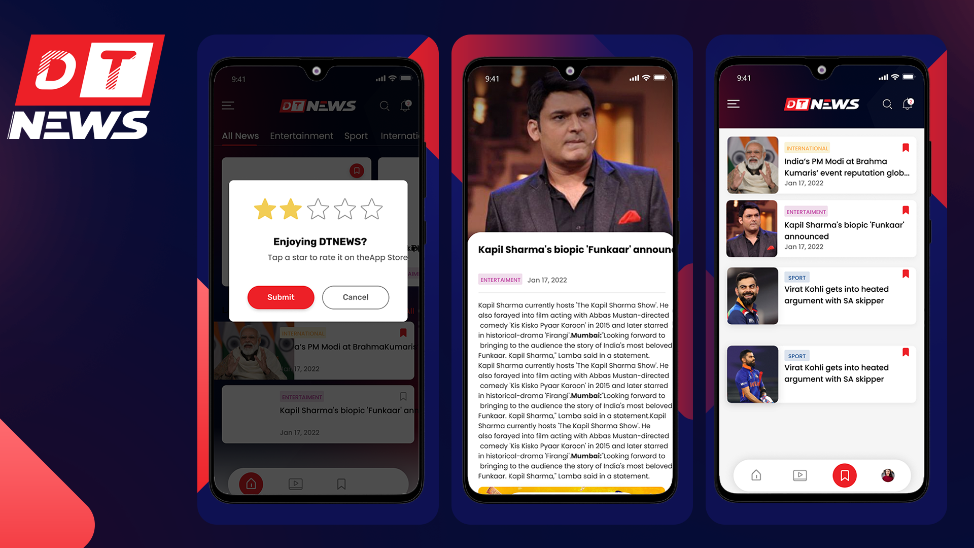 DTNews - Flutter News App ( Web - Android - iOS ) with Admin panel by DivineTechs